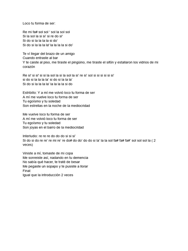 Loco Tu Forma de Ser | PDF