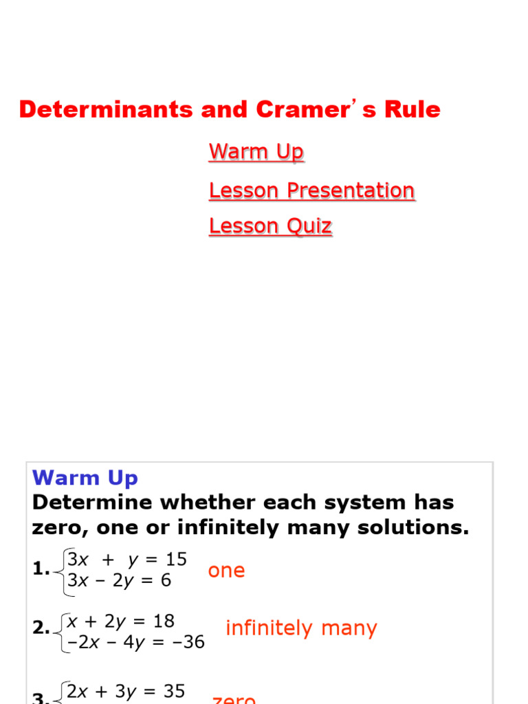 Cramer's Rule Grade 11 | PDF | Determinant | Matrix (Mathematics)