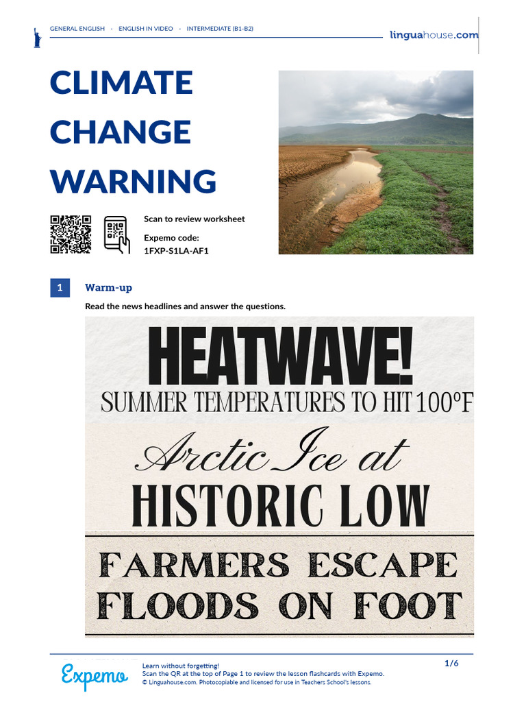 Climate Change Warning: Intermediate English | PDF | Climate Change ...