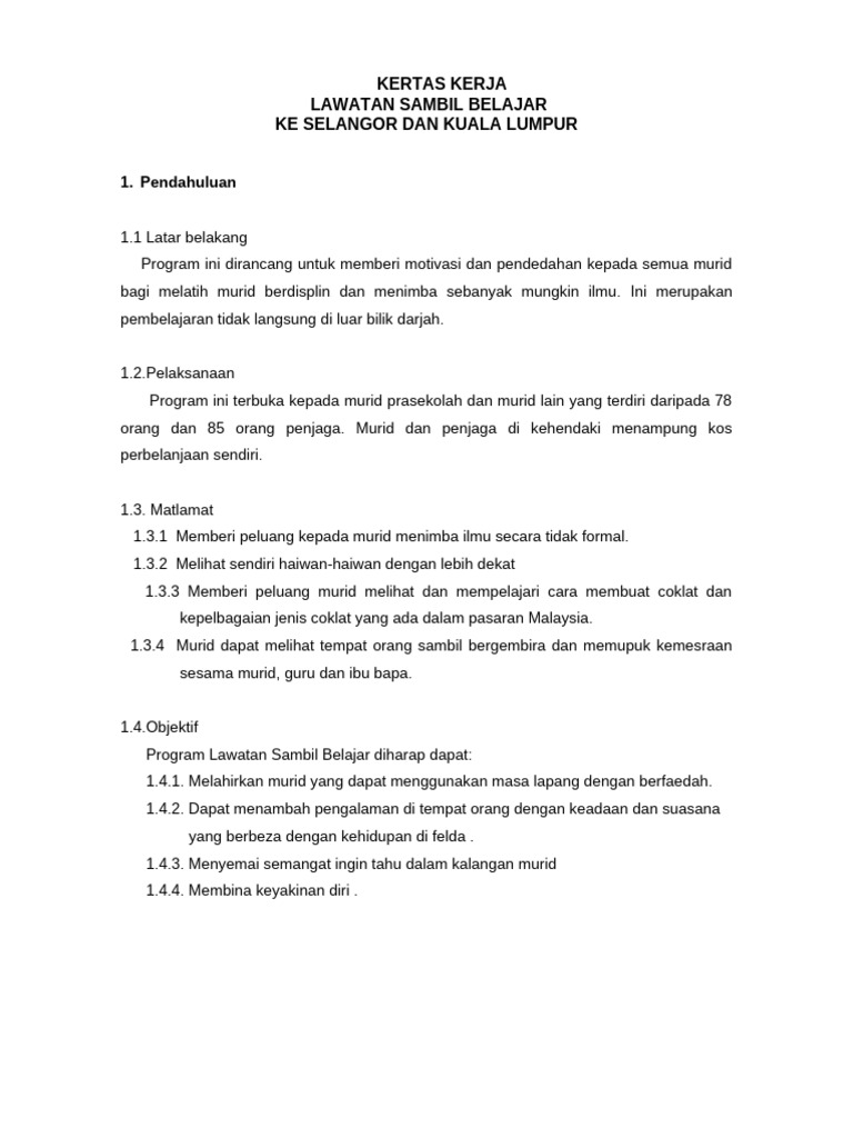 Kertas Kerja Lawatan 2023 | PDF