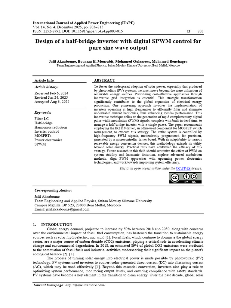 Half-Bridge Inverter Design with SPWM | PDF | Power Inverter ...