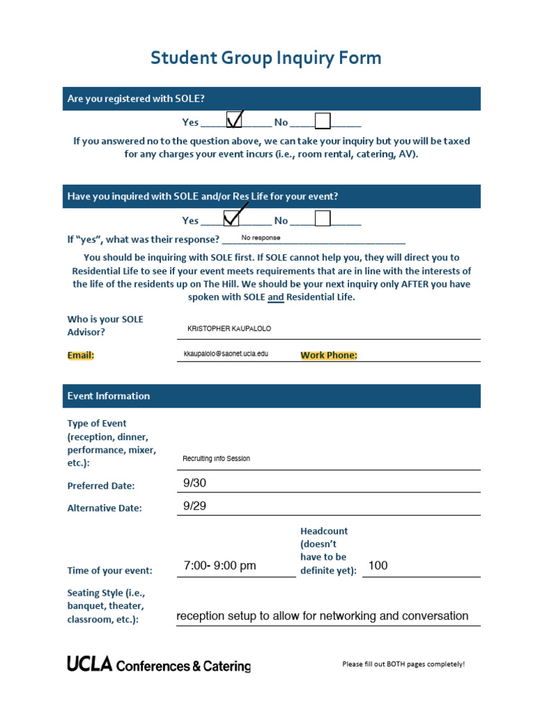 Student Group Inquiry Form (Fillable) | PDF | Payments