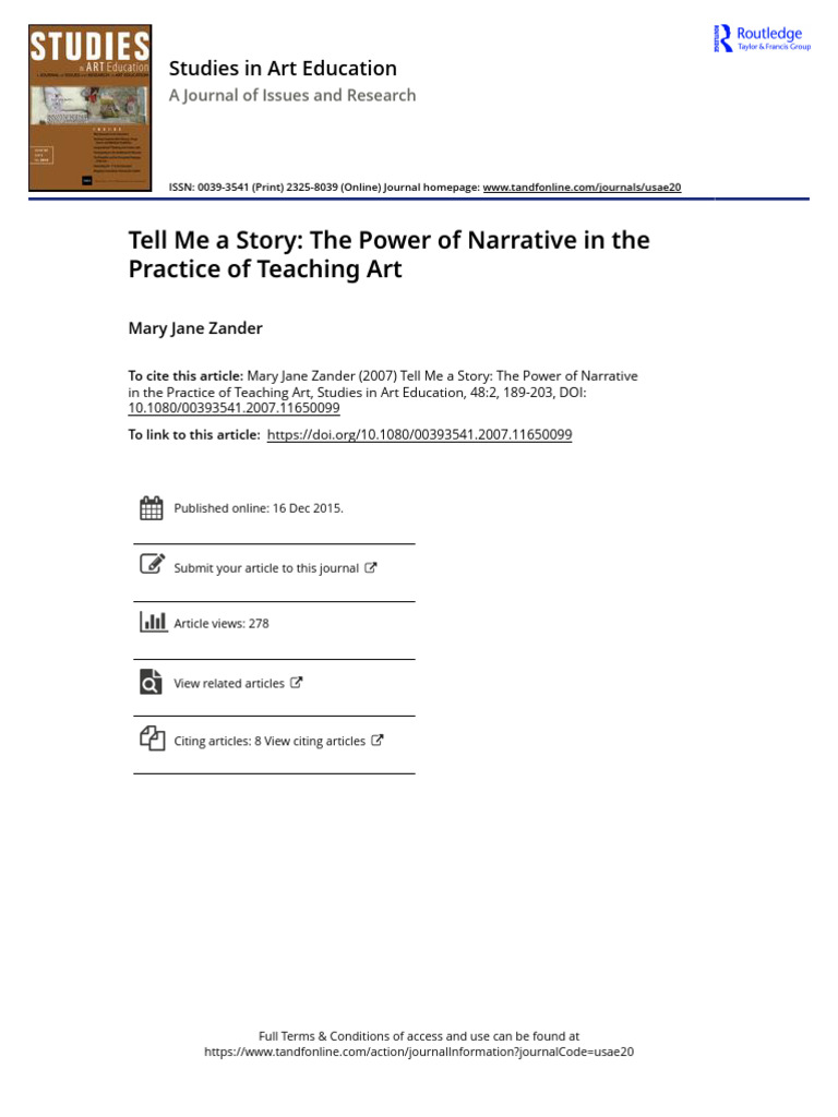 Tell Me A Story - The Power of Narrative in The Practice of Teaching ...