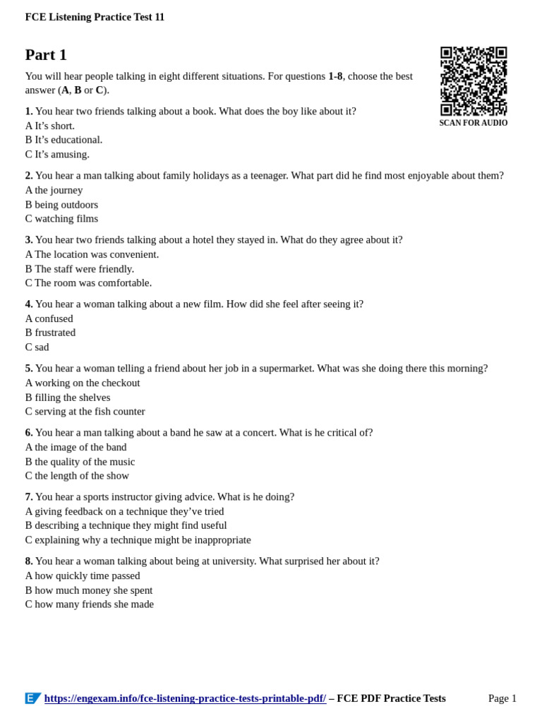 FCE Listening Practice Test 11 | PDF | Teachers
