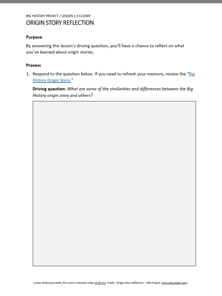 BHP 1.3.4 Closer Origin Story Reflection | PDF