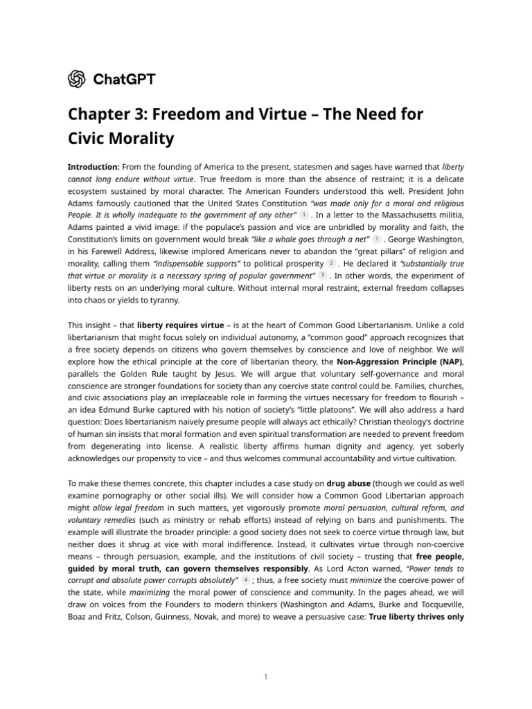 Chapter 3 - Freedom and Virtue - The Need For Civic Morality | PDF ...