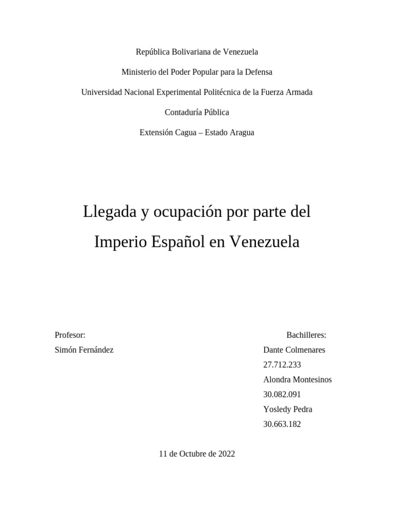 Historia Trabajo 1 | PDF | Venezuela | Cristobal colon