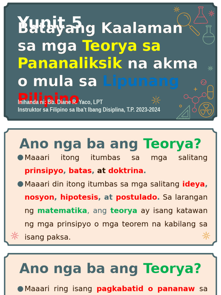 Yunit 5 Batayang Kaalaman Sa Mga Teorya Sa Pananaliksik Na Akma Sa ...