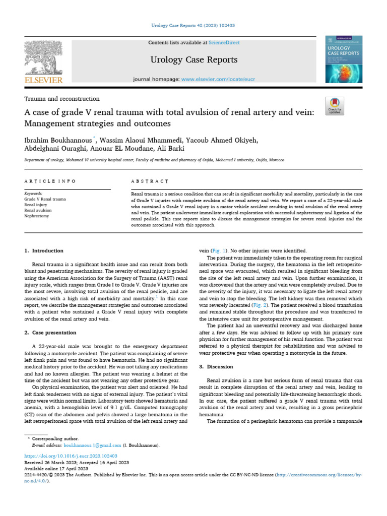 Grade V Renal Trauma Case Study | PDF | Interventional Radiology | Kidney