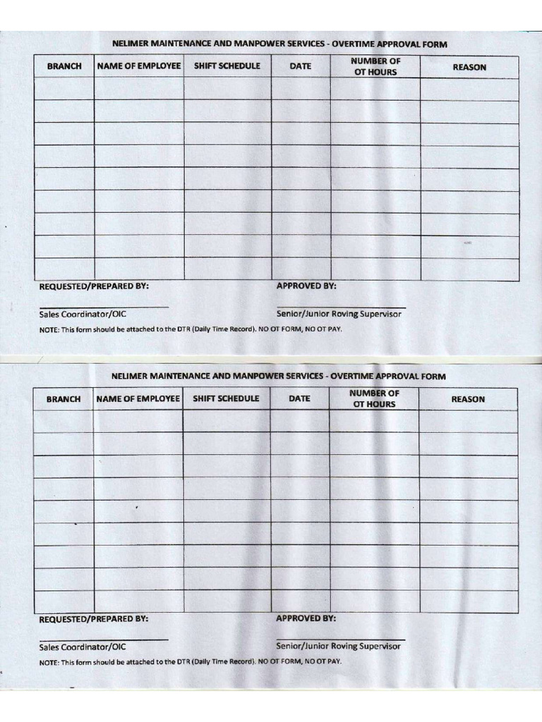 Ot Form | PDF