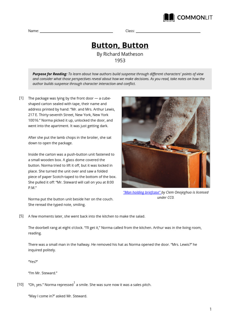 Building Suspense in "Button, Button" | PDF | Argument