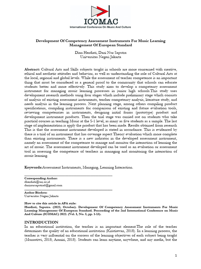 Music Learning Competency Assessment Tools | PDF | Teachers | Classroom ...