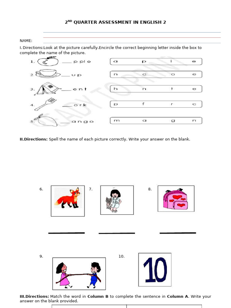 2nd Quarter Assessment in English 2 Quarter 2 | PDF