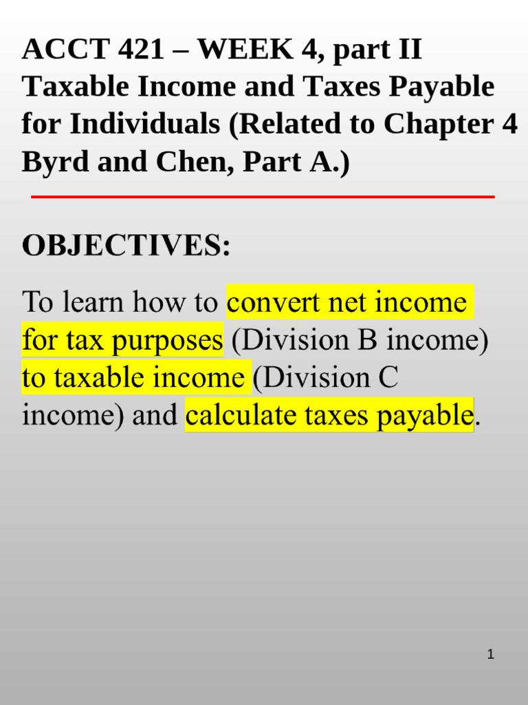 Taxable Income & Federal Taxes 421 | PDF