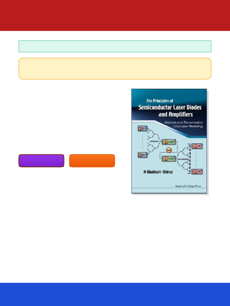 The Principles of Semiconductor Laser Diodes and Amplifiers Analysis and Transmission Line Laser ...