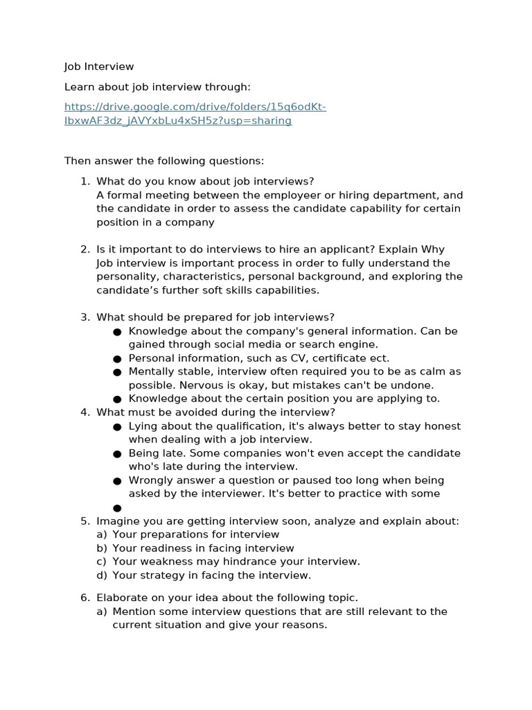 Job Interview Introduction | PDF