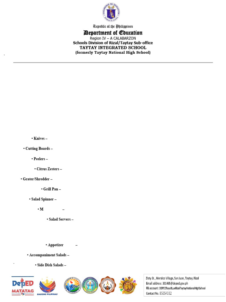 TLE G9 | PDF | Salad | Mayonnaise