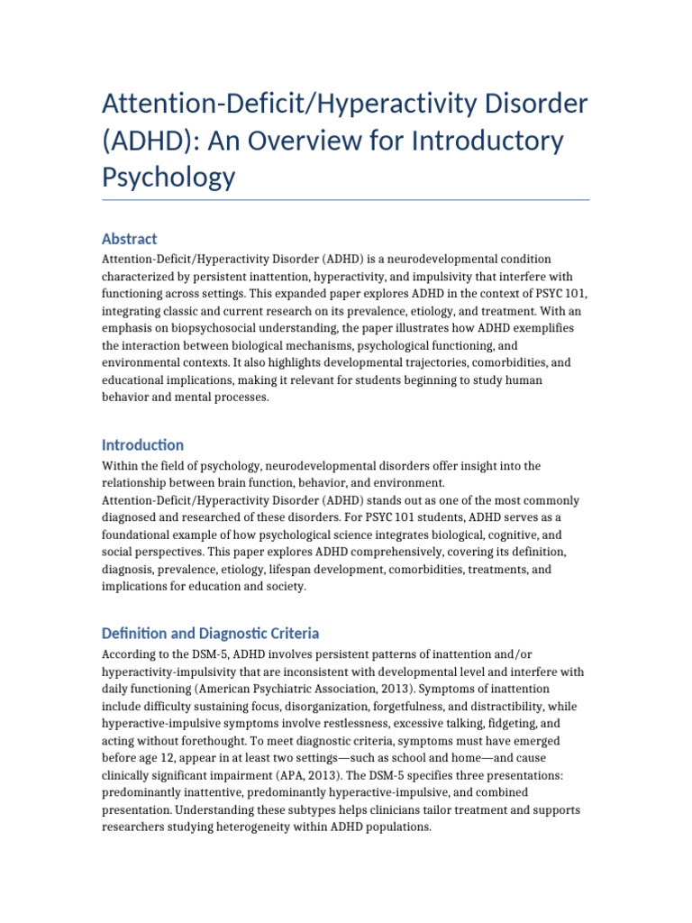 ADHD_Psych101_Expanded_Research_Paper | PDF | Attention Deficit ...