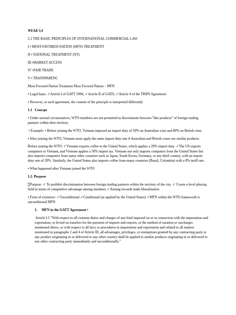 IB Law | PDF | Most Favoured Nation | World Trade Organization
