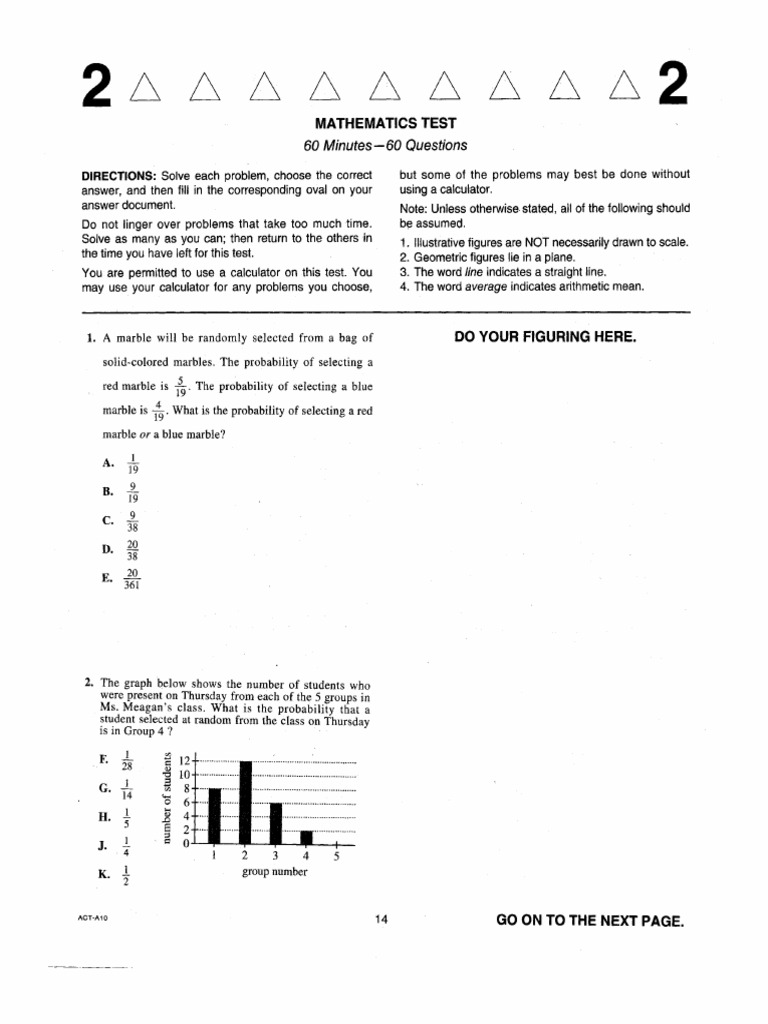 ACT 201712 Form A10 - Math | PDF