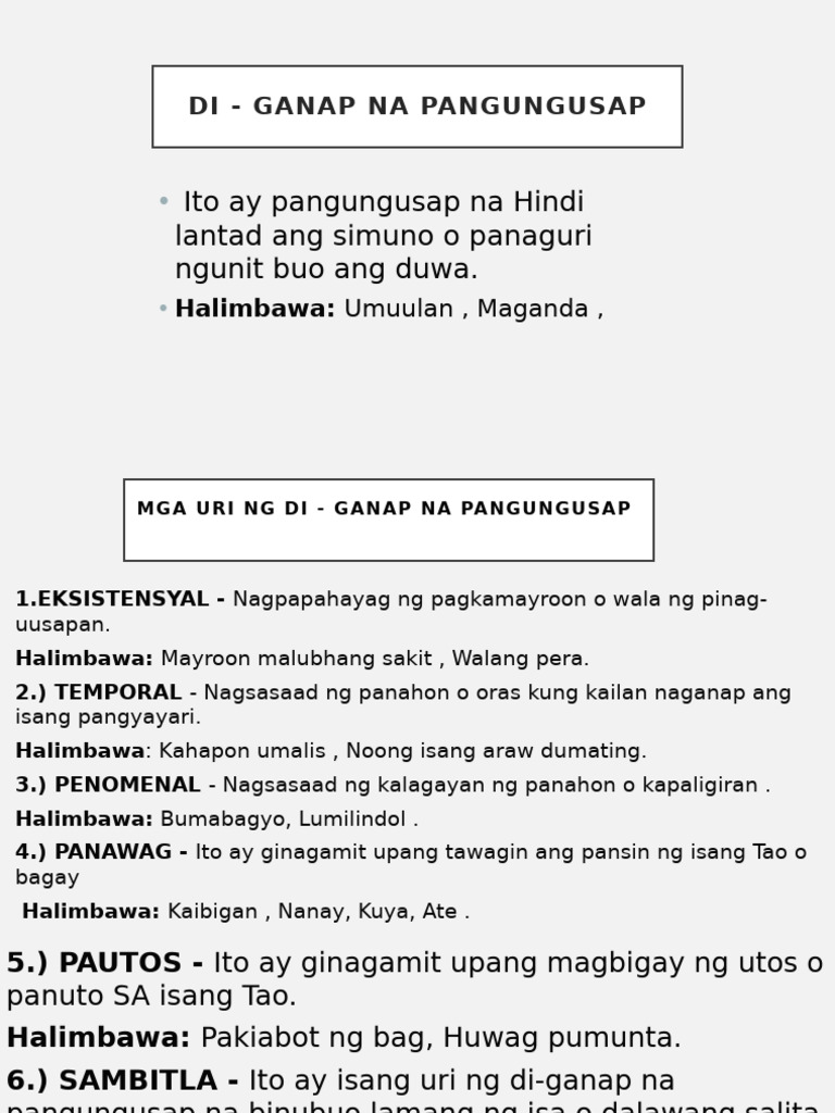 Di - Ganap Na Pangungusap | PDF