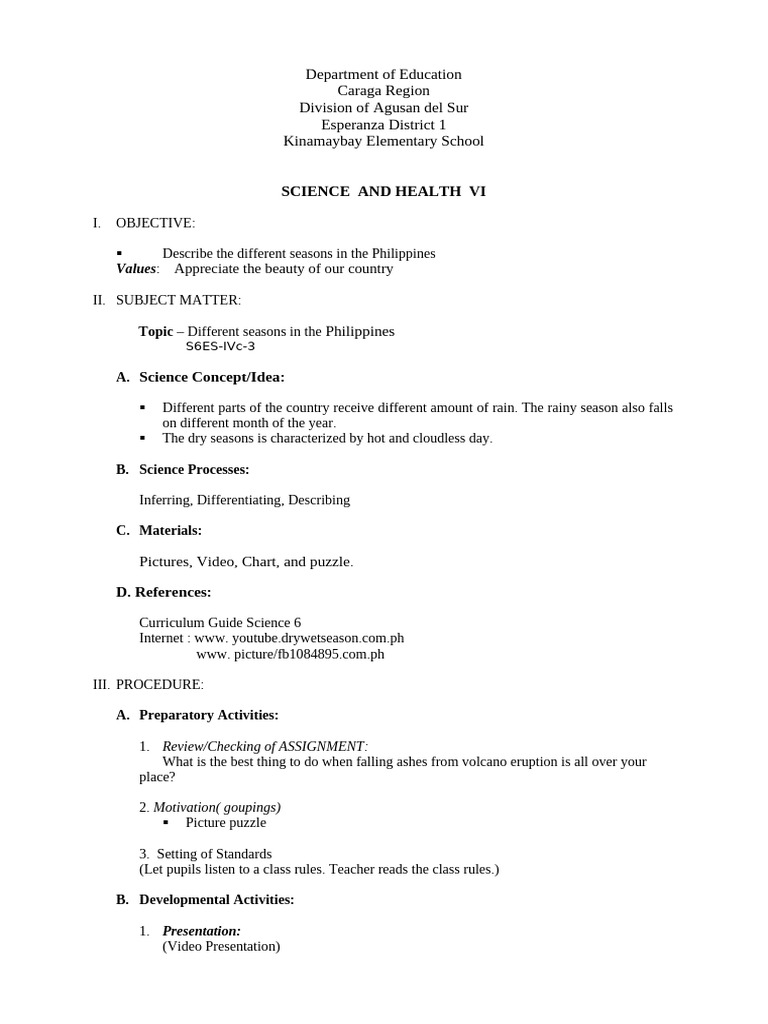 SCIENCE 6 4th grading period - Copy | PDF | Wet Season | Rain