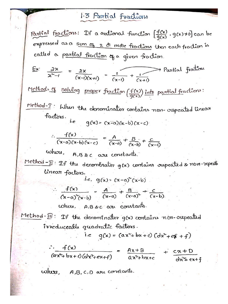 1.3 Partial Fractions | PDF