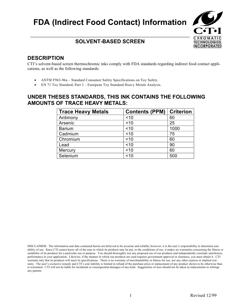 FDA Solvent Based TC Approval | PDF