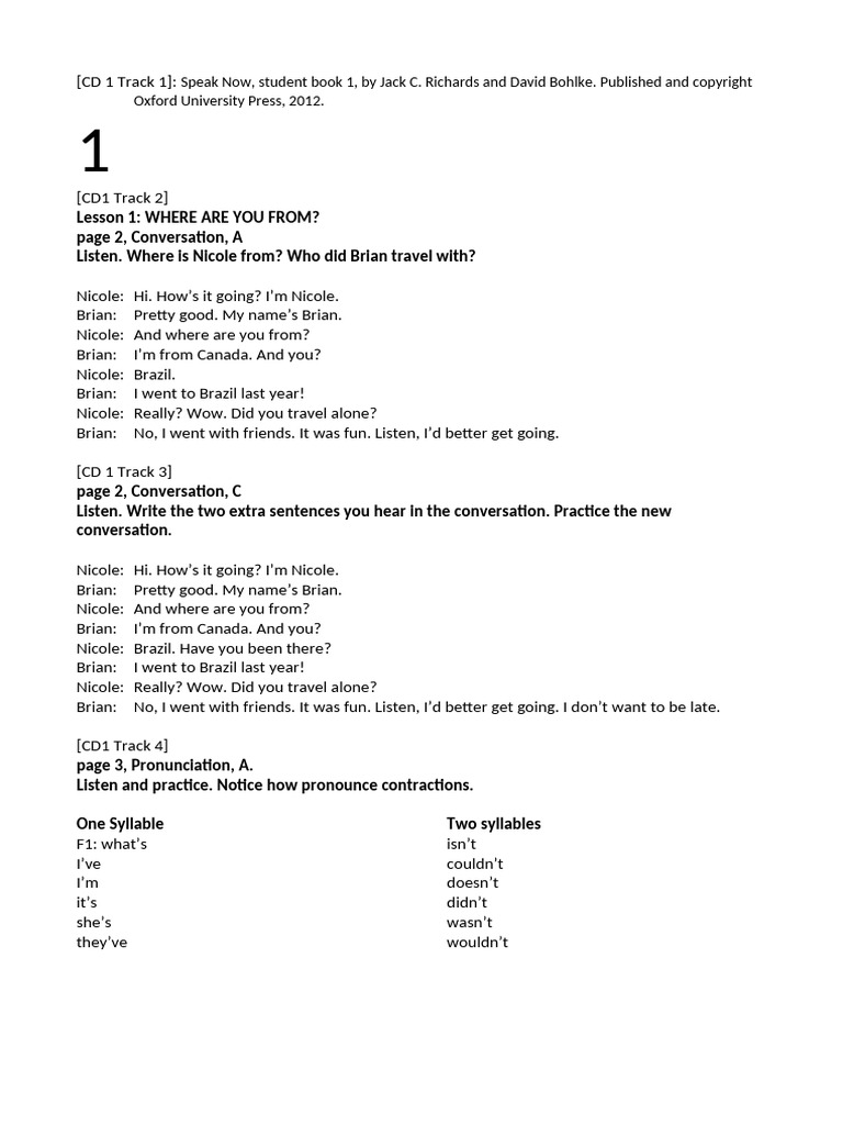 Speak Now 2 - Class Audio Script | PDF | Taste | Hors D'oeuvre