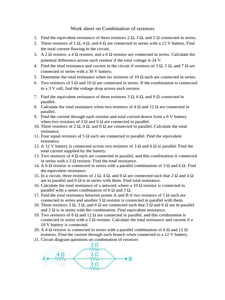Resistor Combination Calculations Guide | PDF | Series And Parallel ...