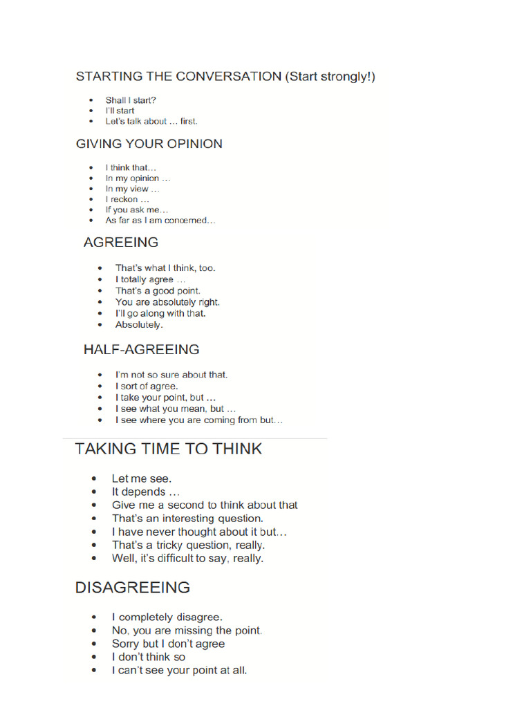 Useful Phrases For Speaking B1 | PDF