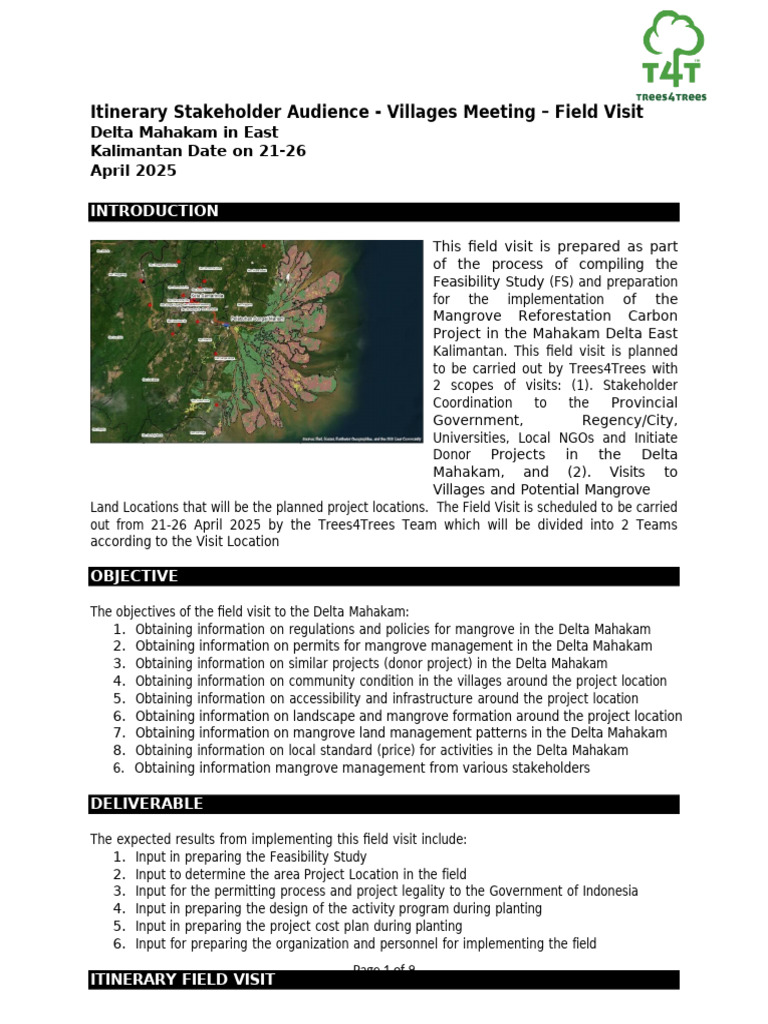 Itinerary Field Visit and Village Meeting Delta Mahakam in East ...