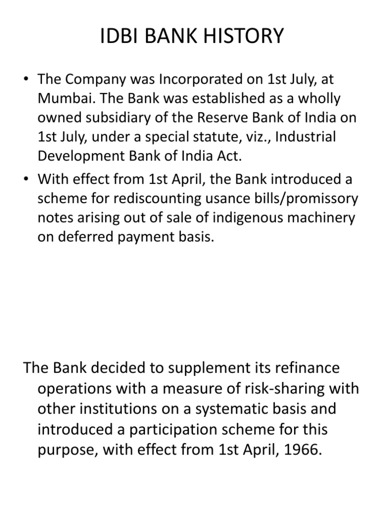 Idbi Bank History | PDF | Deposit Account | Mortgage Loan