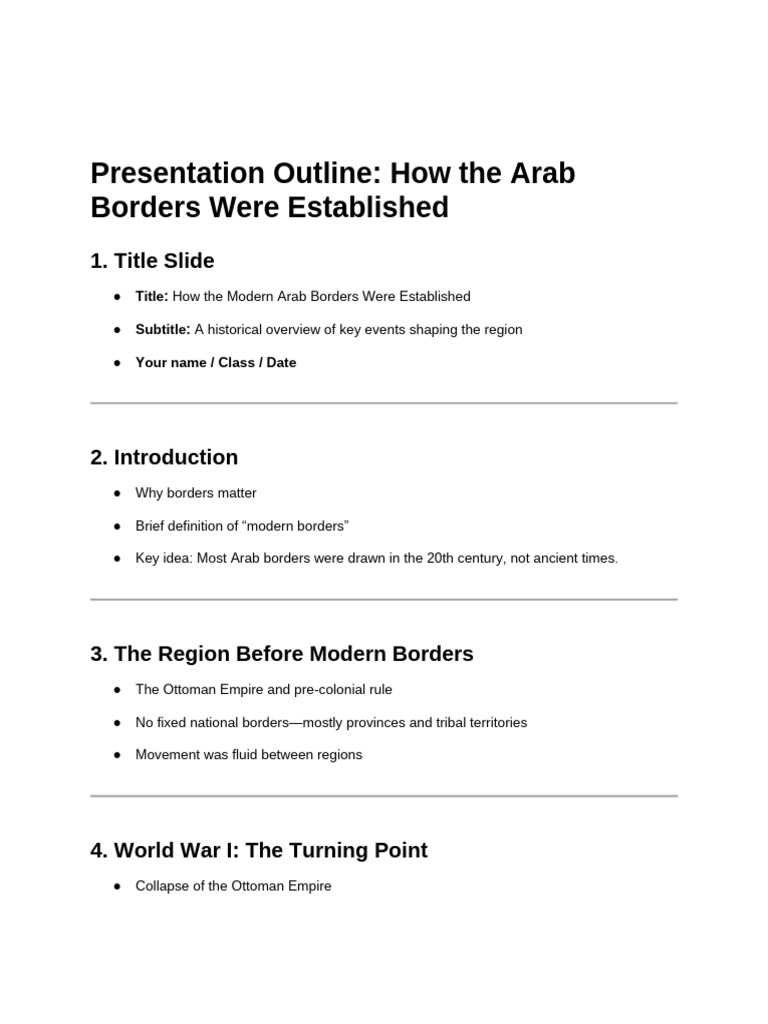 Presentation Outline - How The Arab Borders Were Established | PDF