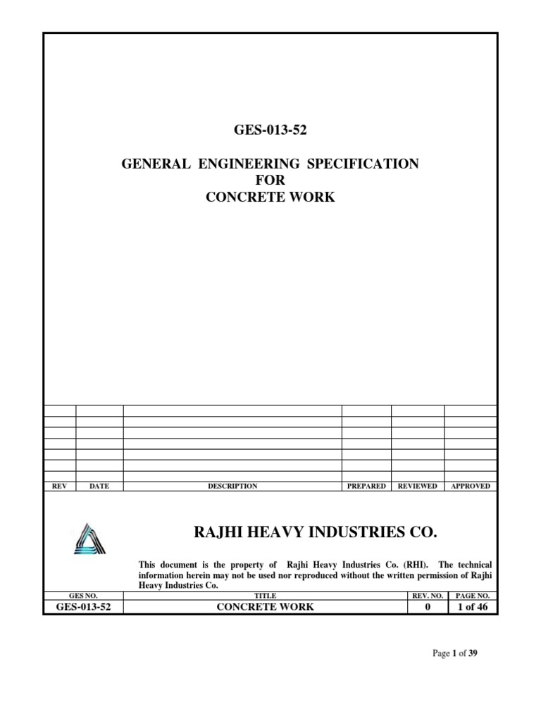 General Engineering Specification for Concrete | PDF | Concrete ...