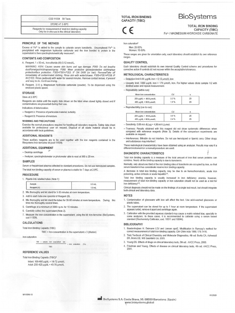 Kit Insert BioSystem TIBC | PDF