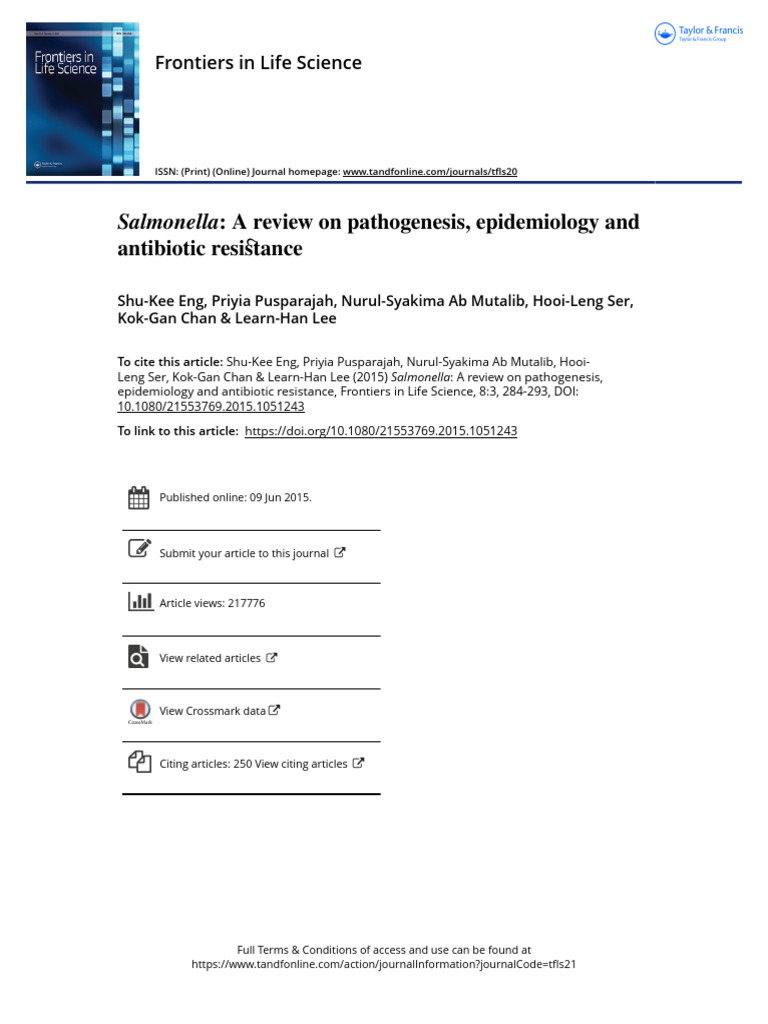 Salmonella A review on pathogenesis epidemiology and antibiotic ...