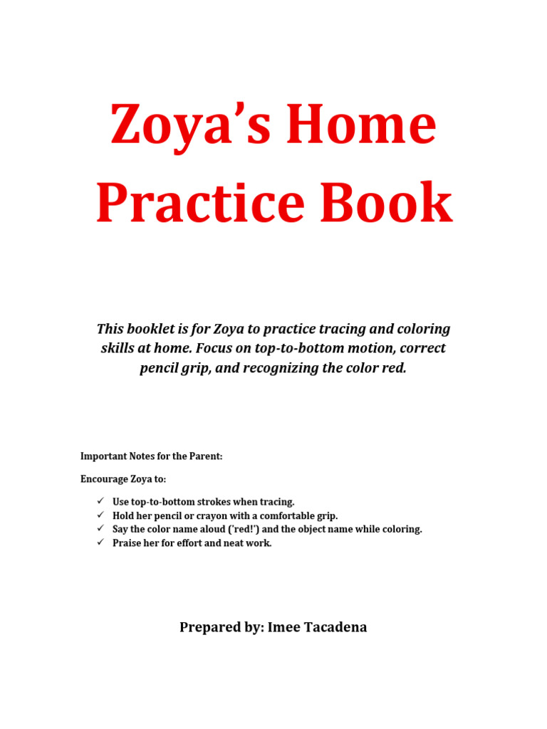 Zoya Home Practice Booklet | PDF