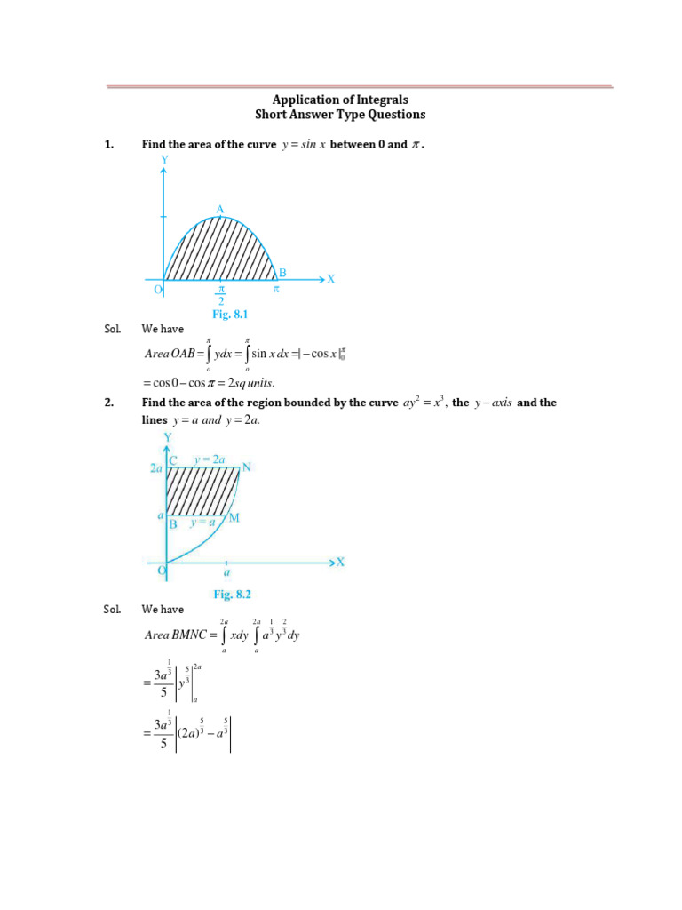 Application of Integrals: Area Calculations | PDF | Area | Algebraic ...