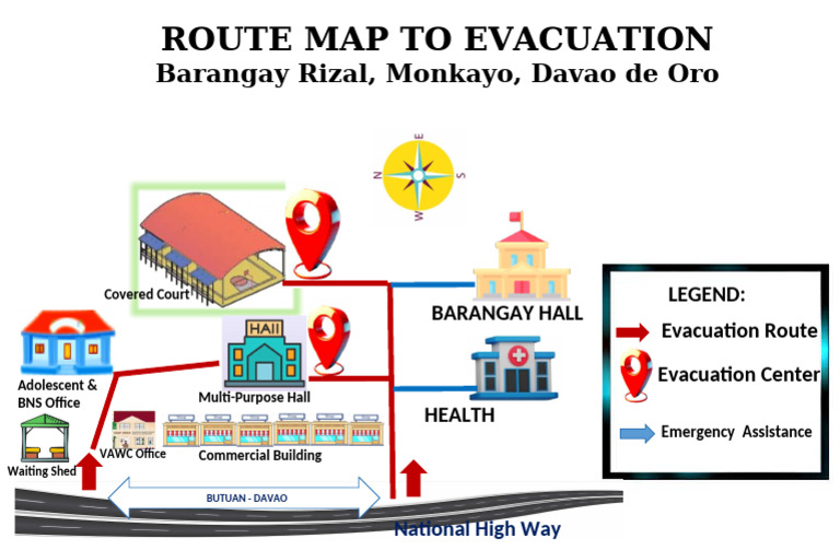 Evacuation Route Map for Barangay Rizal | PDF