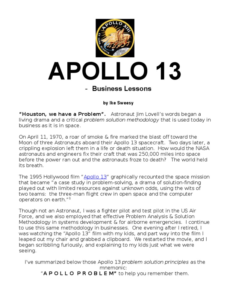 APOLLO 13 Problem Solution & Management | Download Free PDF | Apollo ...