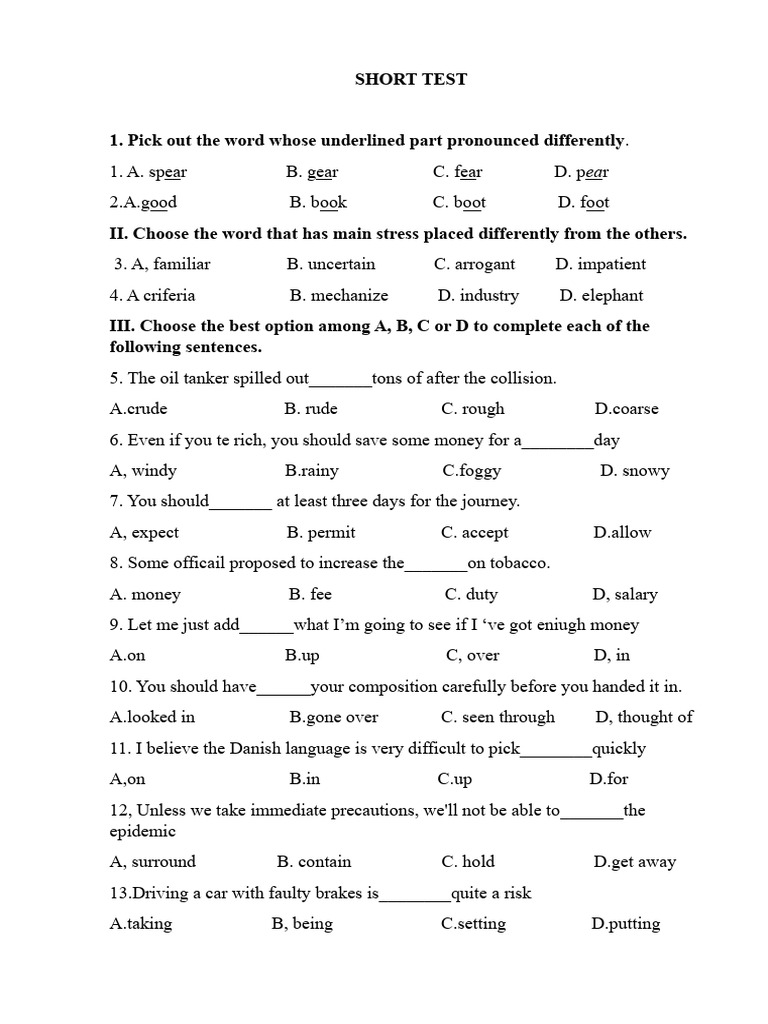 Short Test | PDF