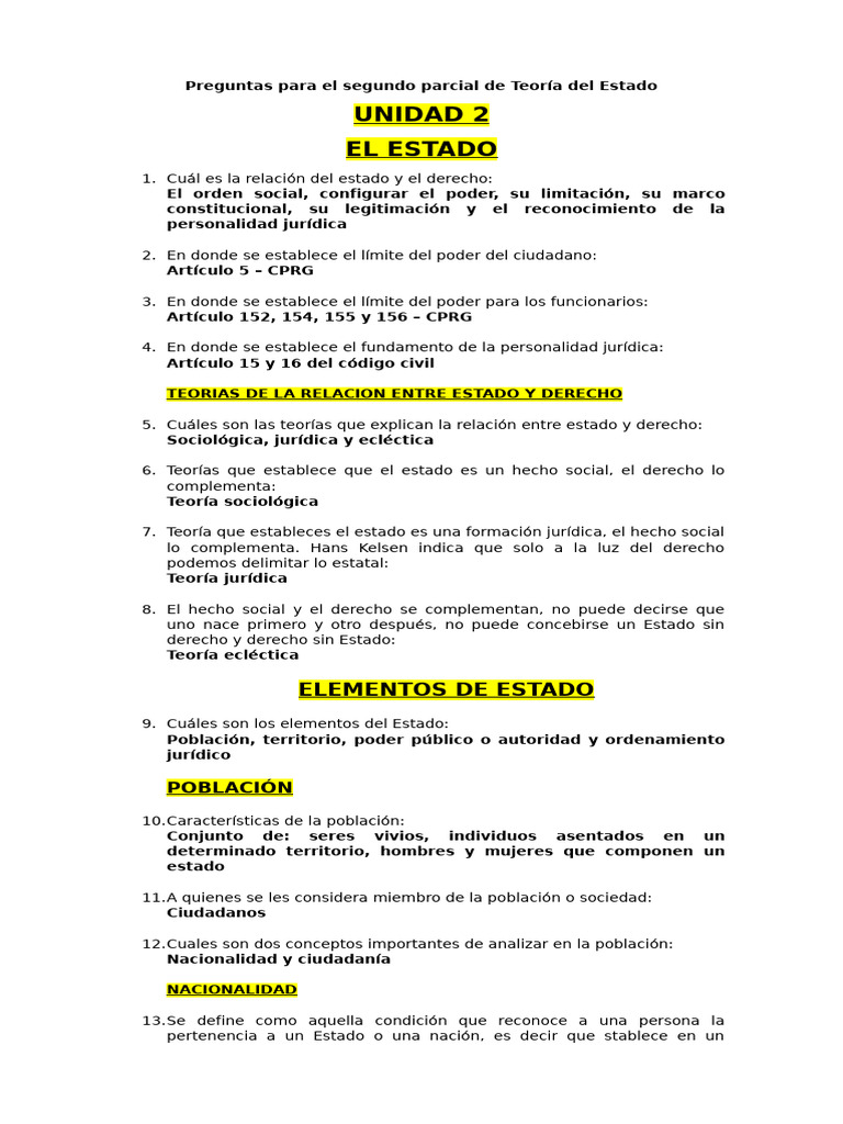 Preguntas para El Segundo Parcial | PDF | Federación | Gobierno