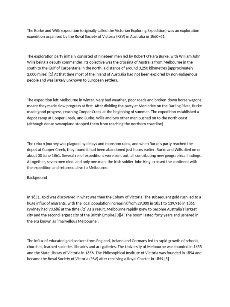 The Burke and Wills Expedition | PDF