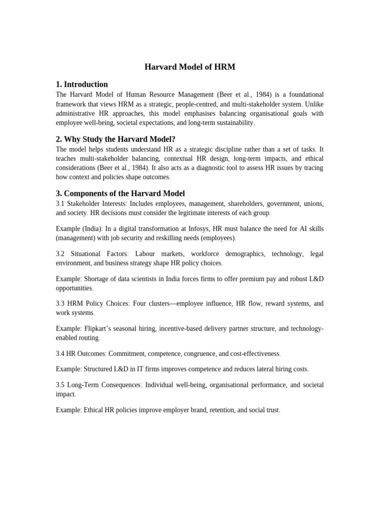 Harvard Model LMS Handout | PDF | Human Resource Management | Strategic ...