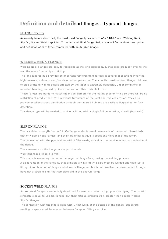 Definition and Details of Flanges | PDF | Pipe (Fluid Conveyance) | Welding