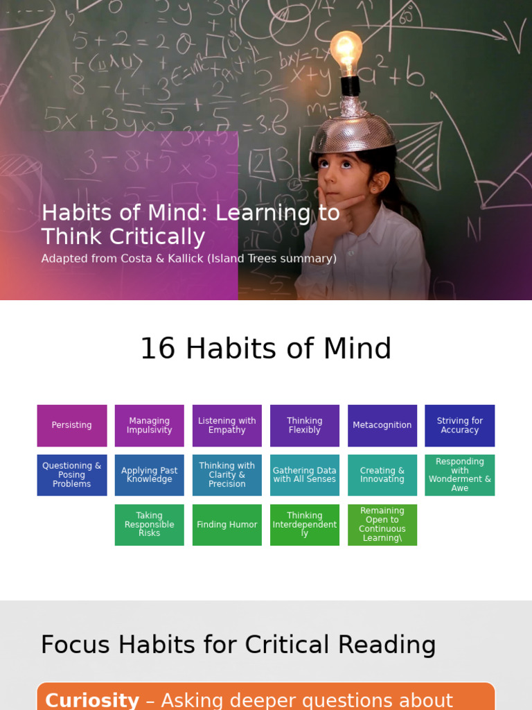 Habits of Mind-Learning To Think Critically | PDF | Critical Thinking ...