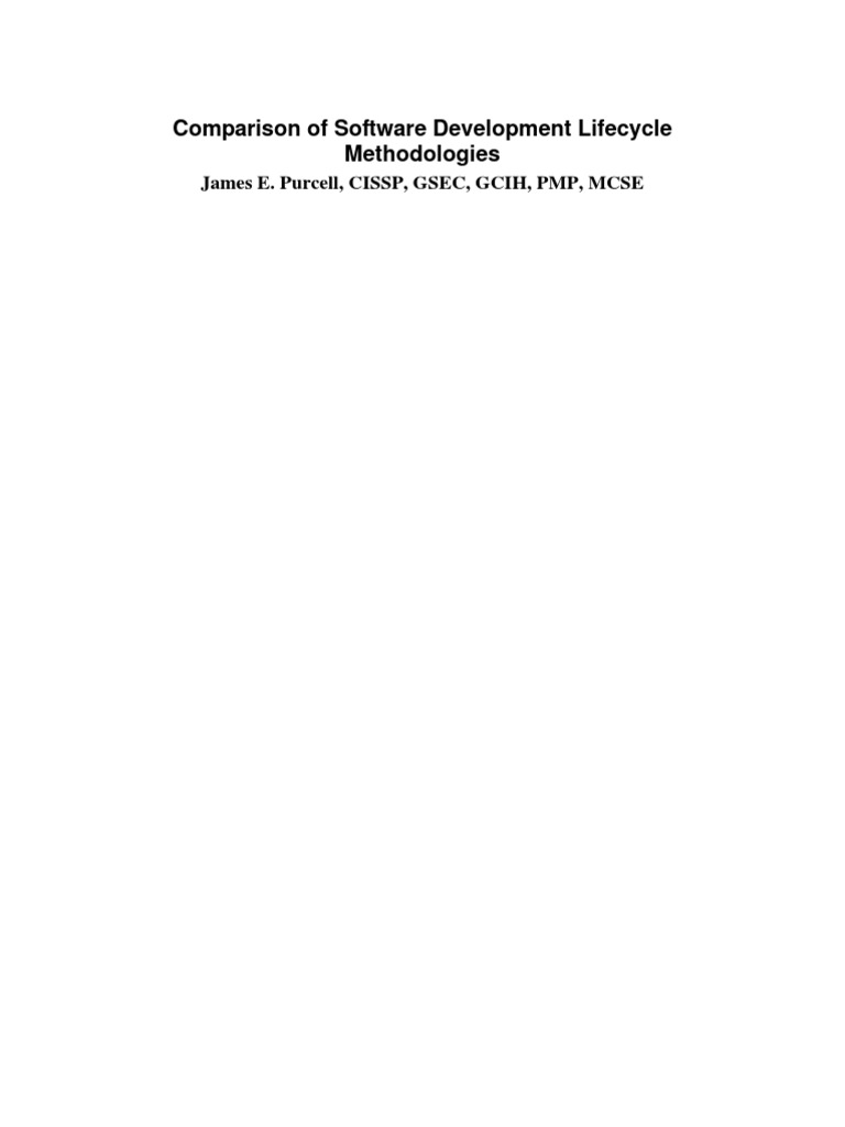 Comparison of SDLC Methodologies | PDF | Software Development Process ...