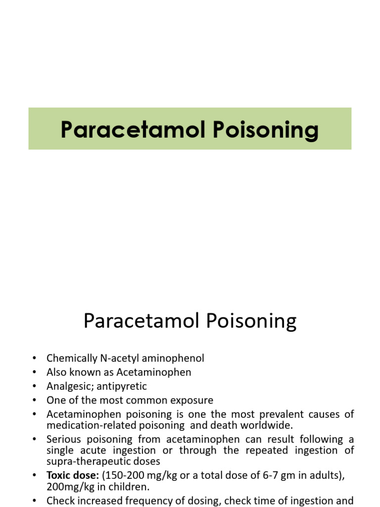Paracetamol Poisoning | PDF | Medical Treatments | Medicine