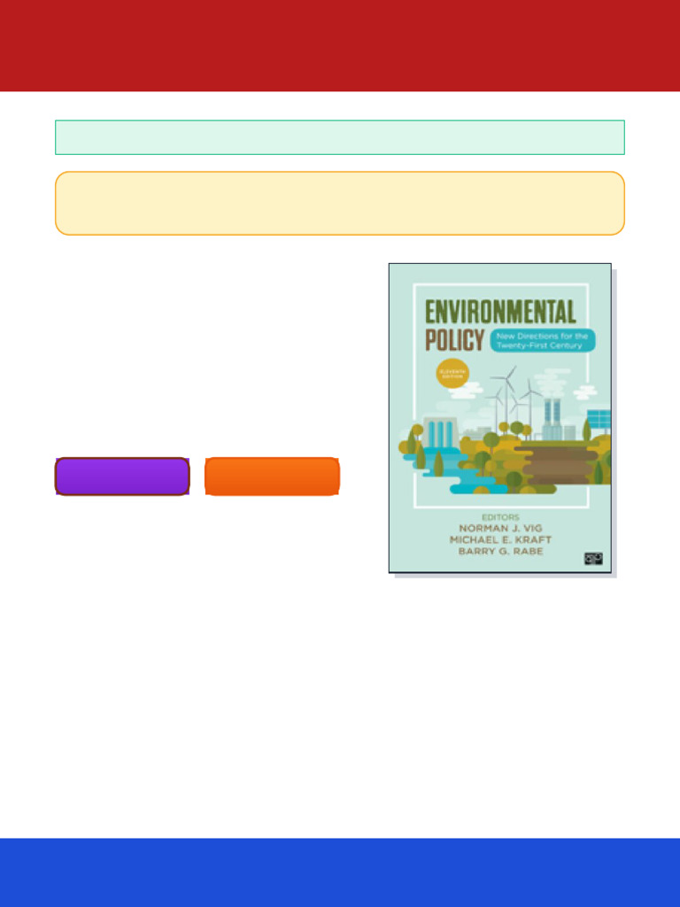 Environmental Policy New Directions for the Twenty First Century 11th ...
